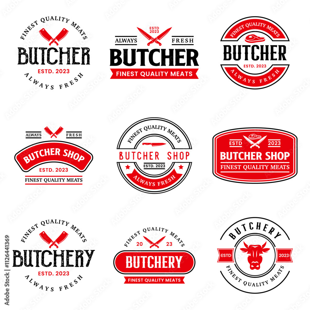 Vintage butchery logo templates collection. Butchery logo ornament logo ...