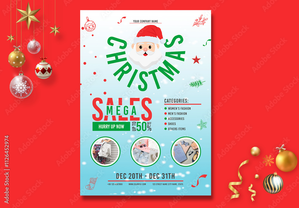 Christmas Sales Flyer Layout Stock Template | Adobe Stock