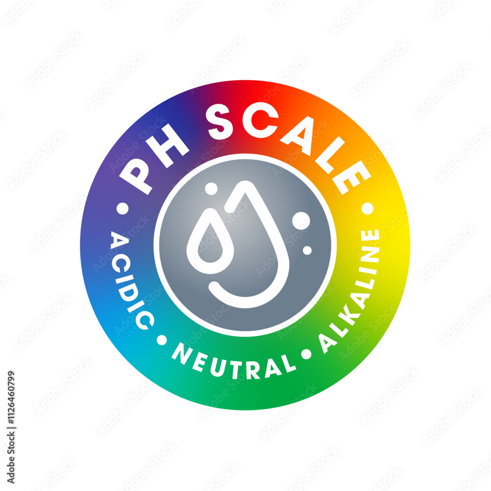 water drop and ph concept in circle. freeform gradient acidic, neutral ...