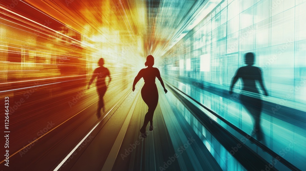 A conceptual image illustrating business agility with dynamic figures ...