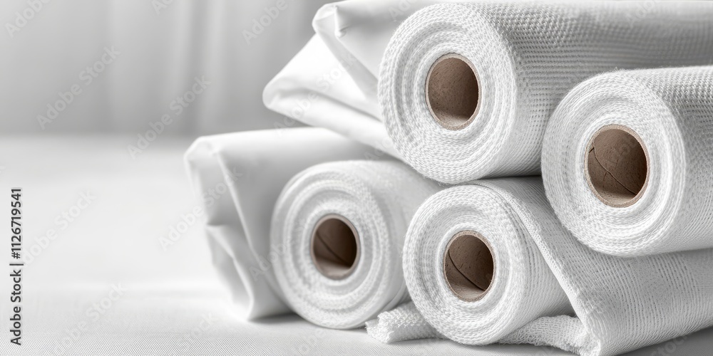 White cotton fabric rolls mockup display a variety of options for ...