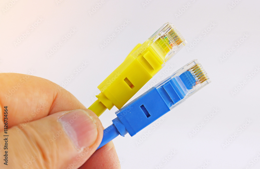 Rj45 connector for connecting a twisted pair cable. Data transmission ...