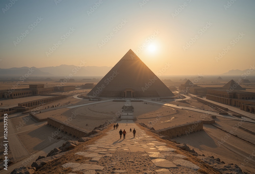 Landscape photo of a great pyramid in Egypt, a wonder of the world that ...