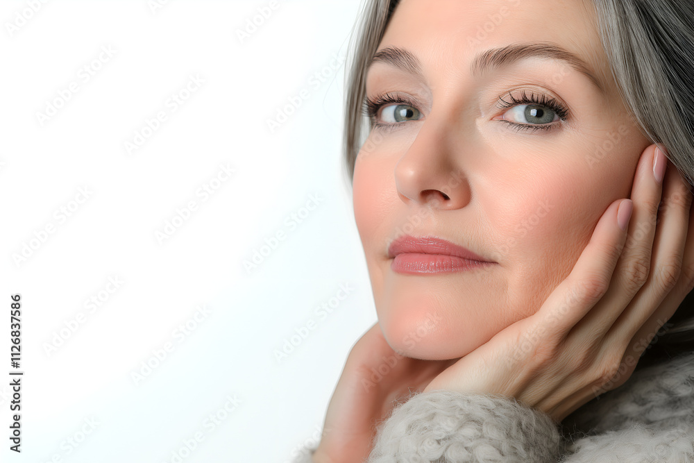 Beautiful gorgeous 50s mid age beautiful elderly senior model woman ...