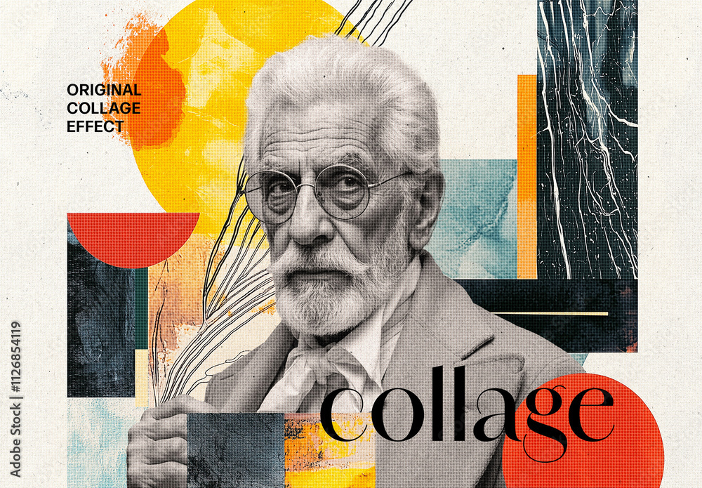 Abstract Collage Photo Effect Mockup Stock Template | Adobe Stock