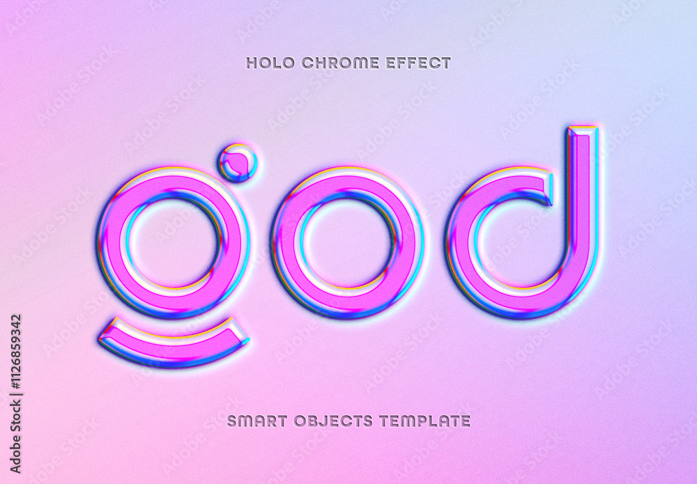 Holo Glow Chrome Text & Logo Effect Mockup Stock Template | Adobe Stock