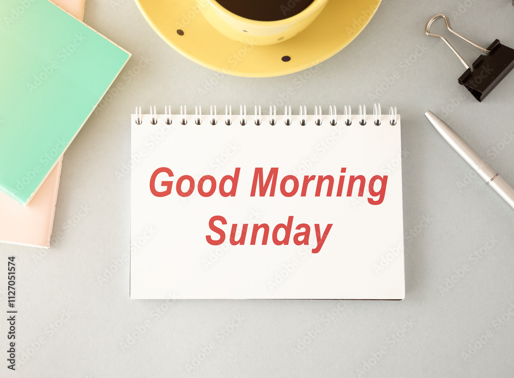 Note with Good morning sunday. Note with Good morning sunday on the ...