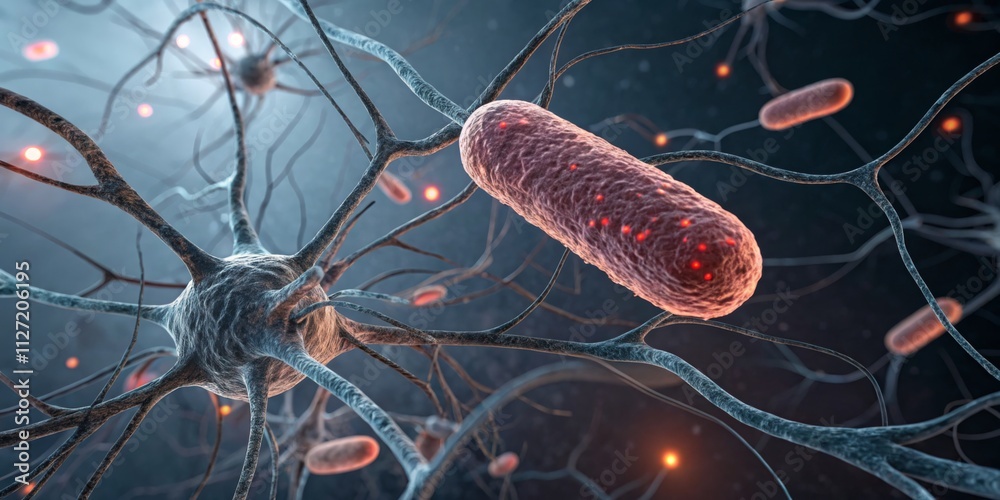 Detailed visualization of bacterial interaction with nerve cells in a ...