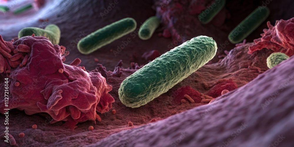 Bacteria interacting in a vibrant microscopic environment within a ...