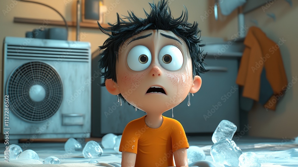 A cartoon character with wide eyes and a frazzled expression sits in ...