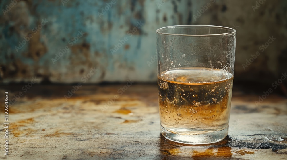Contaminated water in a glass highlighting pollution and health risks ...