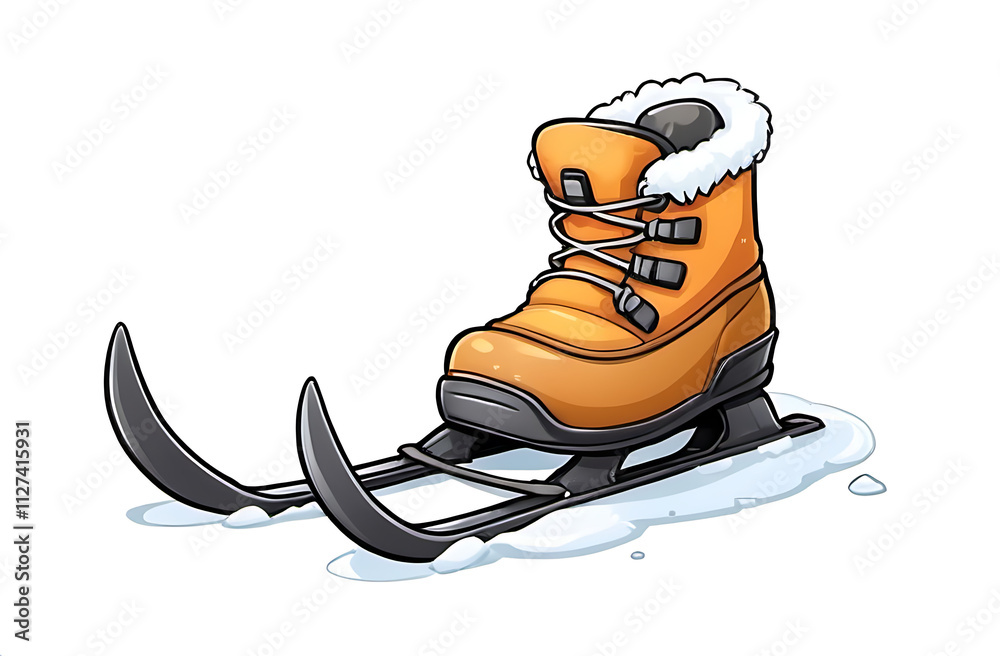 Cartoon Snowshoe Boots: A fun and whimsical cartoon illustration of a ...