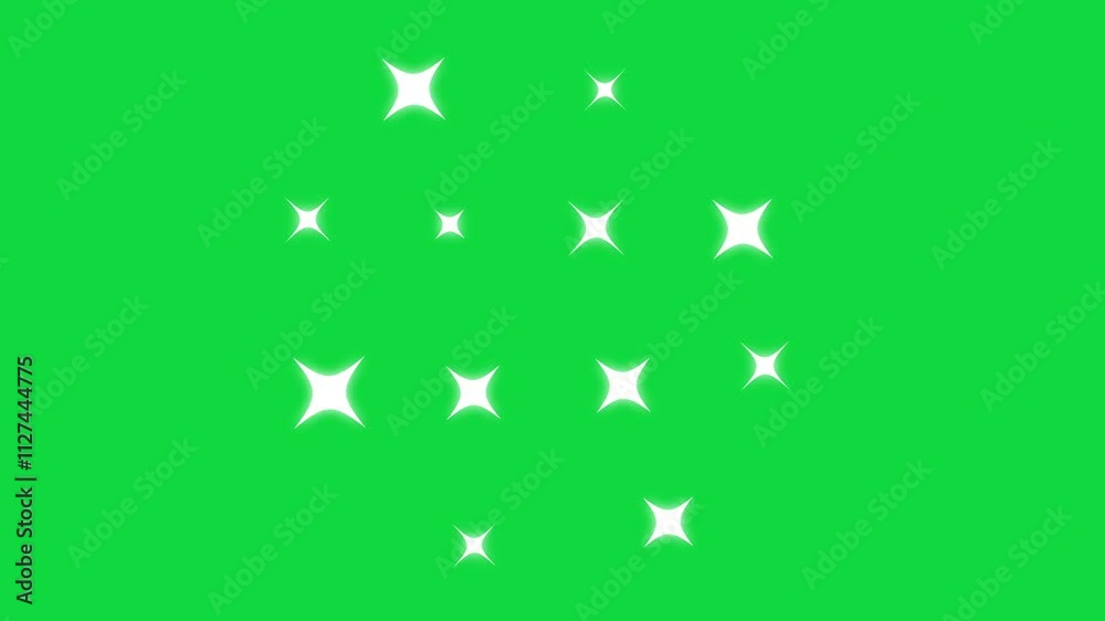Sparkling twinkle stars Shine animation, cartoon star shining starburst on green screen ...