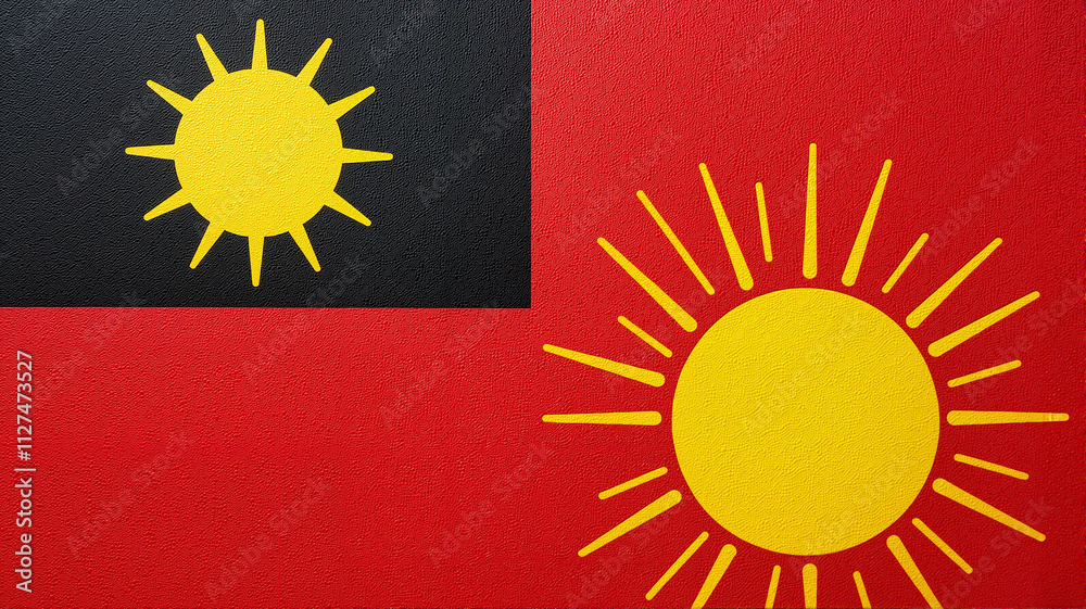 Aboriginal and Torres Strait Islander flag on a red and black ...
