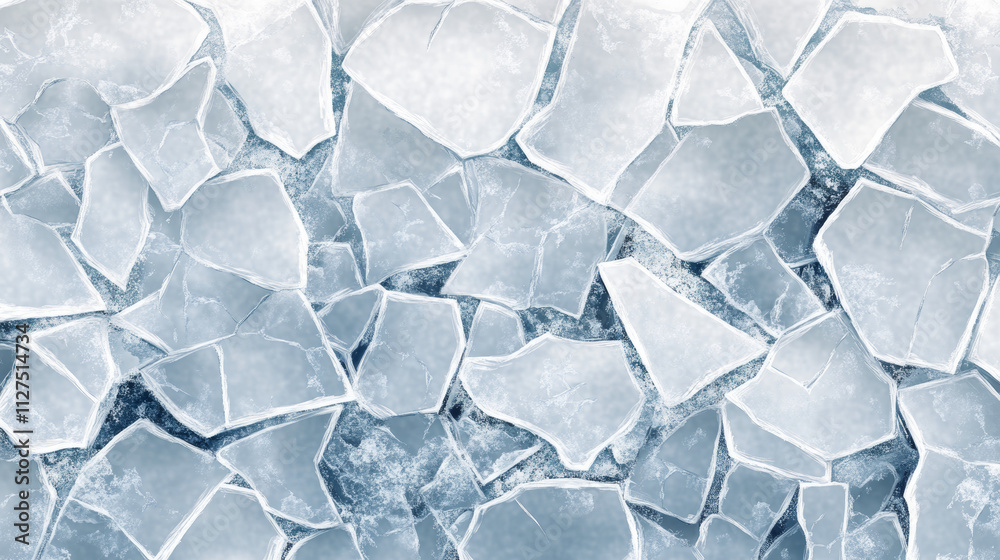 Ground cracks with frozen water inside top view, cracking holes, winter ...