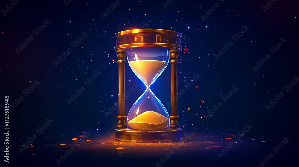 Hourglass animation sprite sheet. Glass clock with falling sand ...