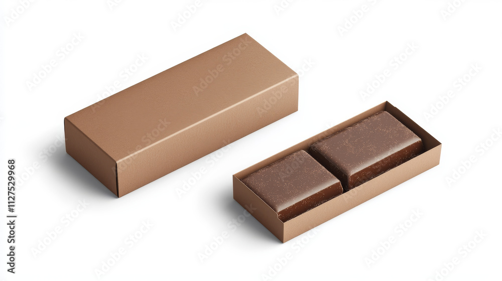 Chocolate package mockup, carton blank pack for choco bar top and angle ...