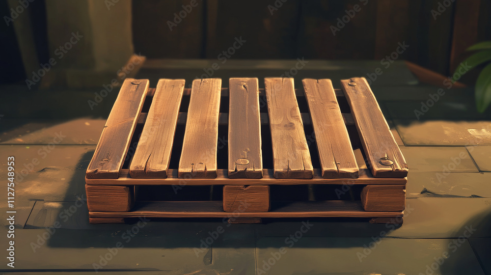 3d wooden pallet for crate package isolated vector. Wood loading tray ...