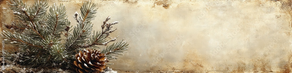 Coniferous Tree Branch with Pine Needles, Watercolor-styled Artistic ...