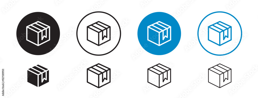 Set of 8 "Box" icons with an unexpanded vector & 1 silhouette - Box ...