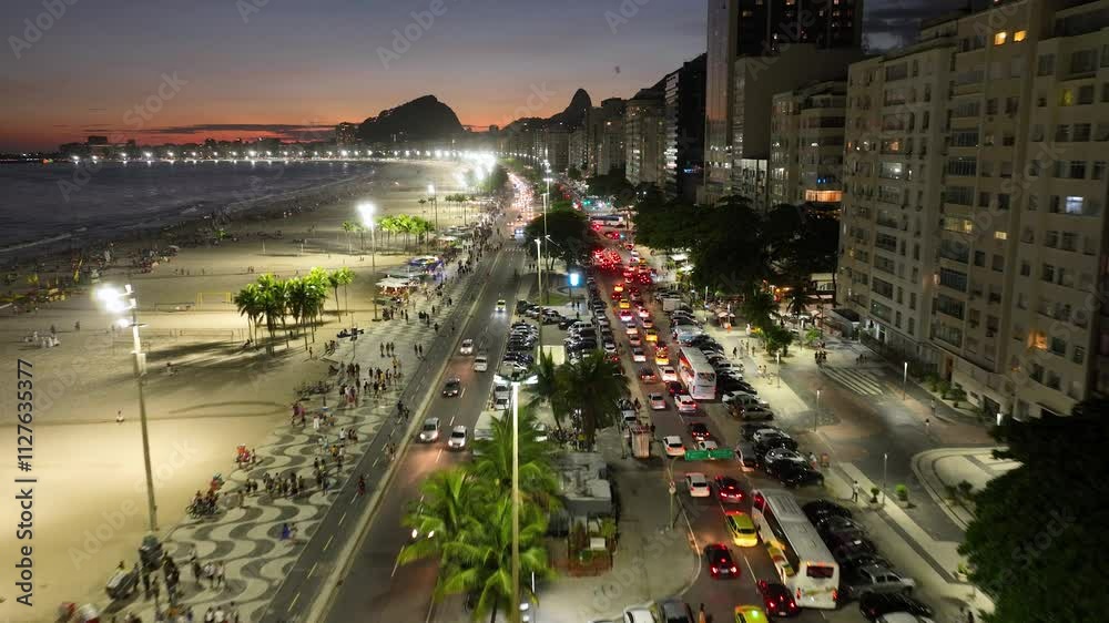 Rio De Janeiro Skyline At Copacabana Beach In Rio De Janeiro Brazil ...