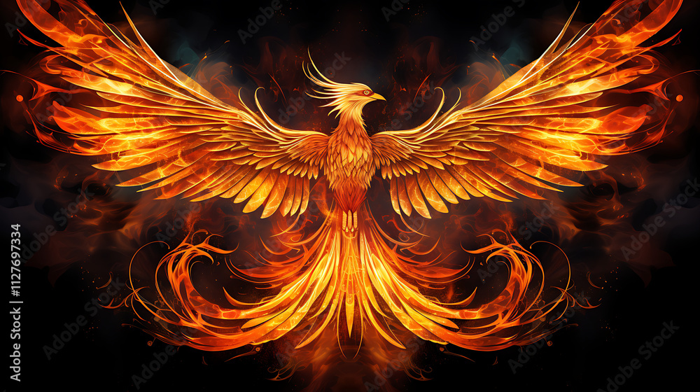 Phoenix Rising: Symbol of Resilience and Rebirth Stock Illustration ...