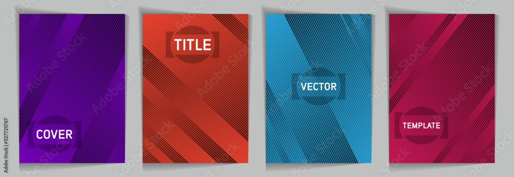 Diagonal lines texture metallic gradient vector cover page templates ...