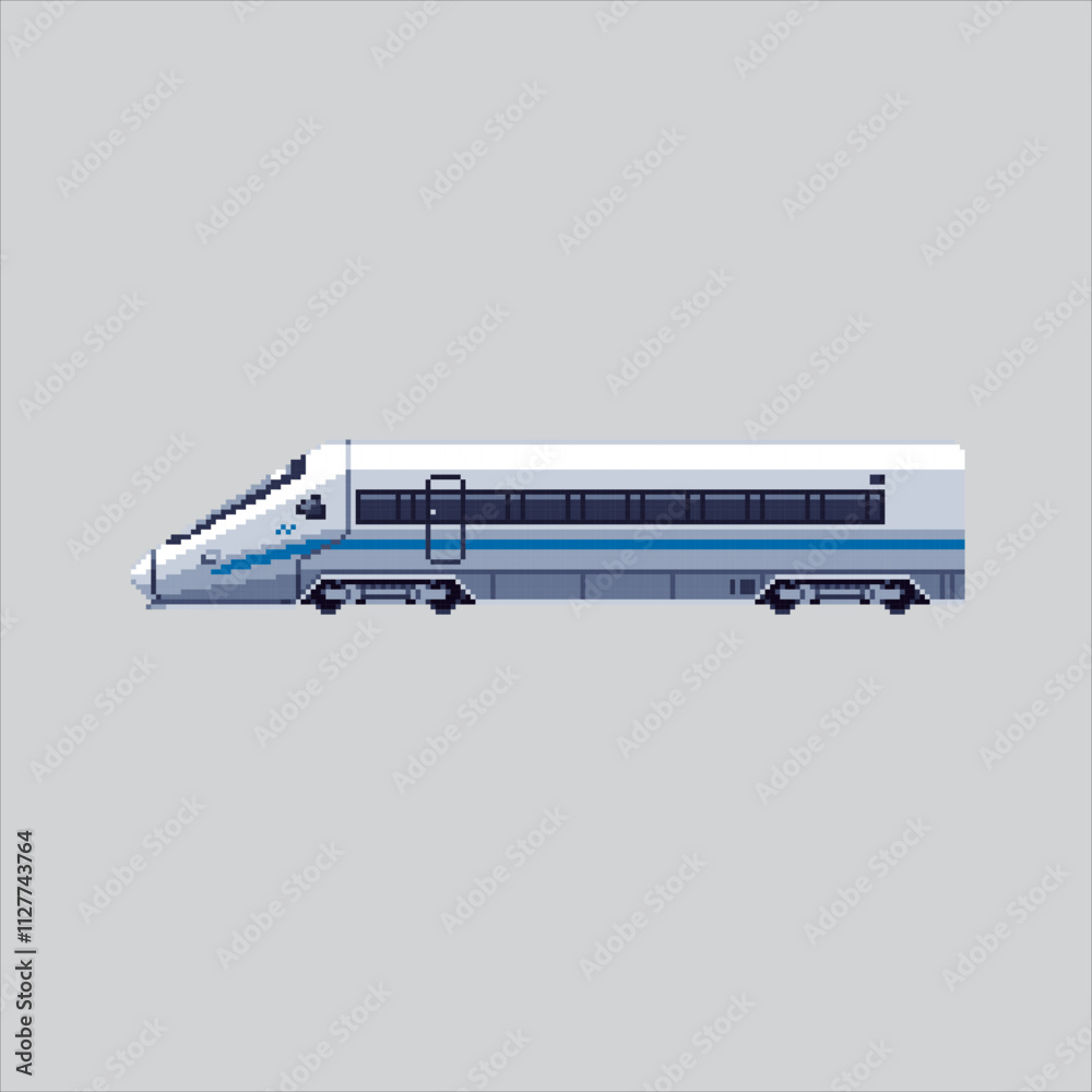 Pixel art illustration Modern Train Train. Pixelated High Speed Train ...