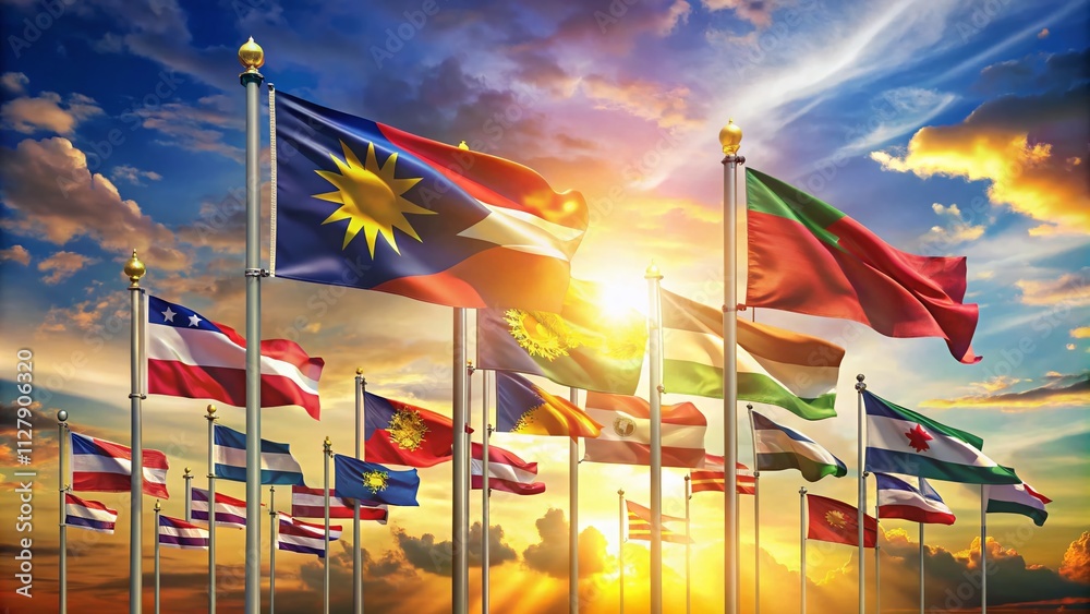 Stunning double exposure photography showcasing 3D rendered flags of ...