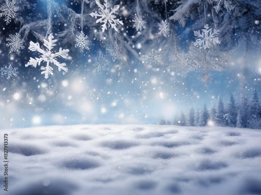 Hello snow Winter background with trees in a forest. winter scene ...