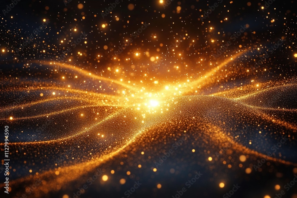 Ethereal Golden Particles Glowing Background with Soft Light Effects ...