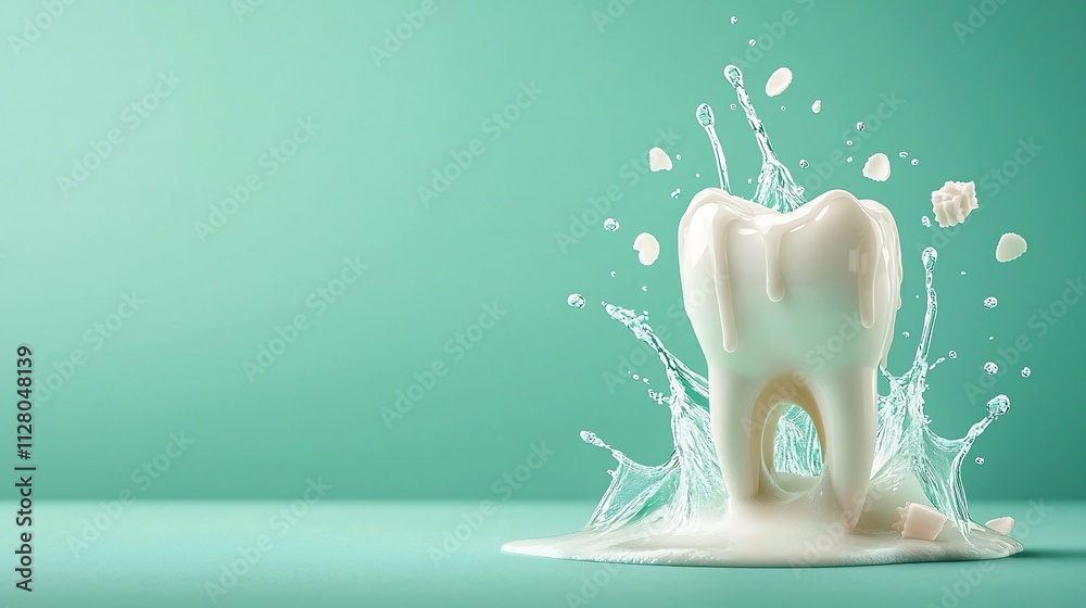 Symbolic photograph depicting a tooth slowly dissolving in a pool of ...