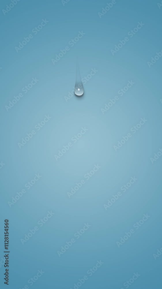 Sliding Moving Water Drop on Blue and Transparent Backgrounds for ...