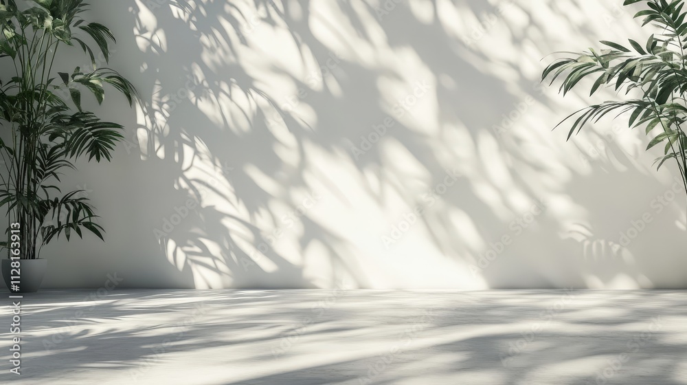 Minimalist interior design with light and shadows. Shadows form ...