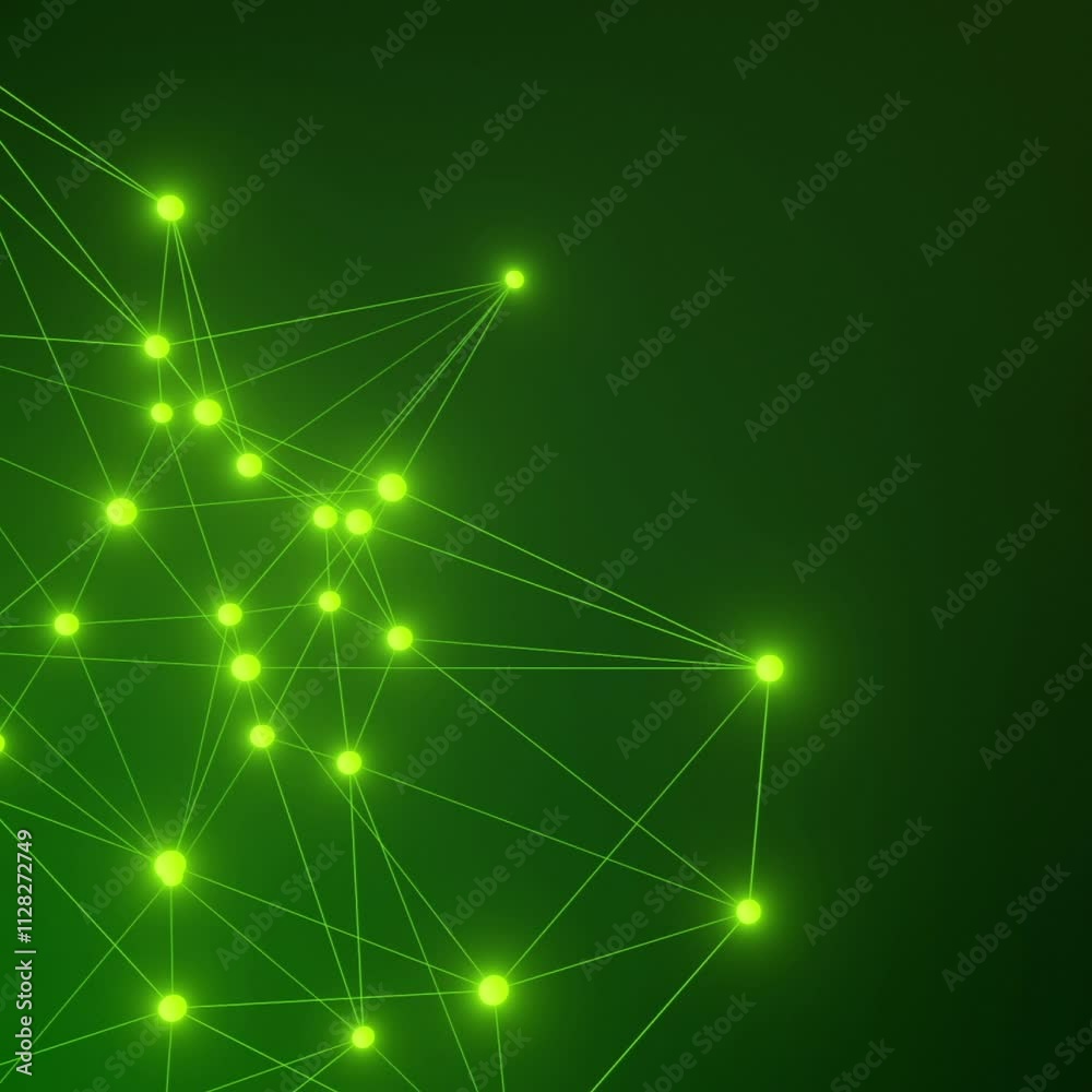 Plexus nodes abstract 3D space. Network connection structure, moving ...