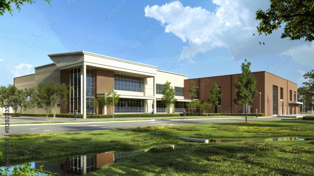 Modern School Campus Architectural Rendering: A Vision of Educational ...