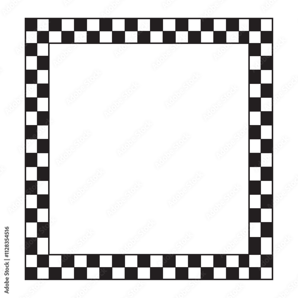 Checkered border frame. Geometric corner shape. black and white pattern ...