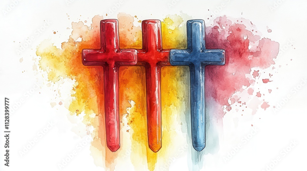 arma christi holy nails symbols of sacrifice watercolor illustration of ...