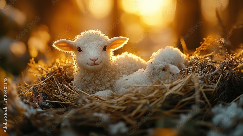 baby jesus holy night nativity scene with baby jesus and sheep in a ...