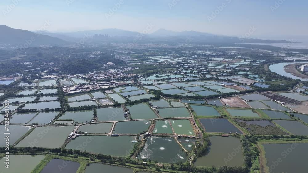 Aerial Skyview of Hong Kong Lok Ma Chau Loop Ngau Tam Mei Mai Po San ...