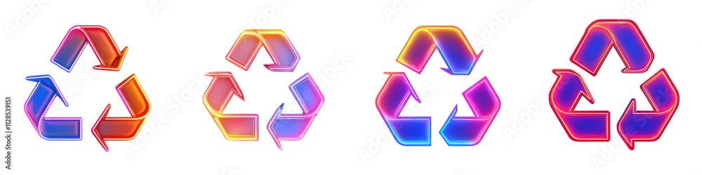 Vibrant and abstract recycling icons signs and logos conveying the ...