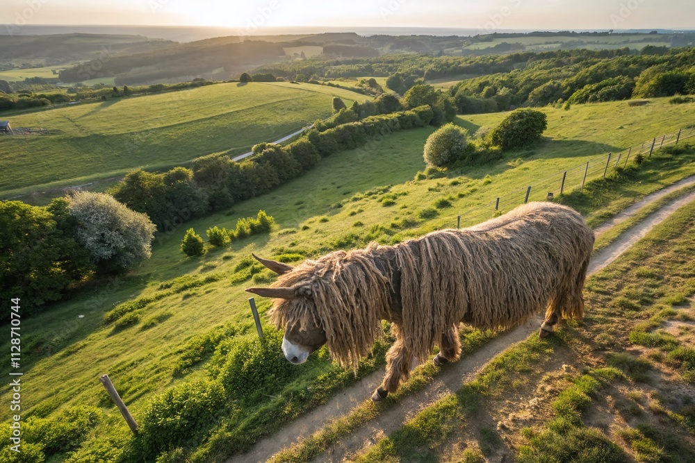 Captivating Drone Photography of a Poitou Donkey Showcasing Its Unique ...