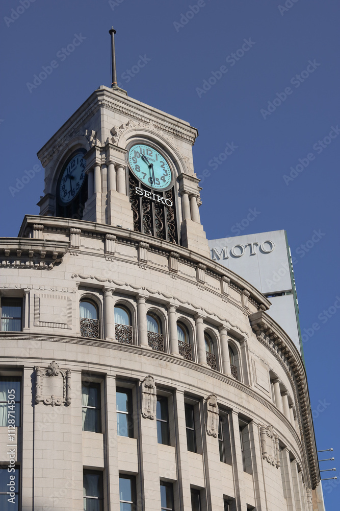TOKYO, JAPAN - December 3, 2024: Seiko House Ginza's clock tower in ...