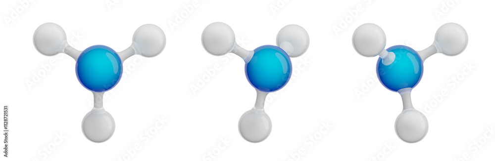 Molecule of Ammonia. Set of views. Molecular formula: NH3. Chemical ...