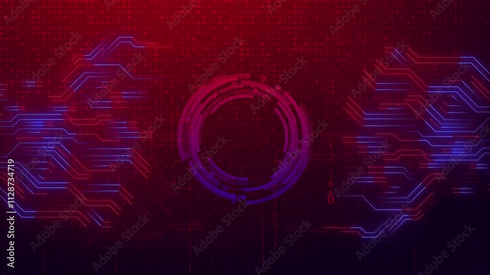 Artificial Intelligence Red circuit electric line style. Digital ...