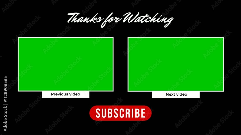 animation end screen video template outro card, thanks for watching ...