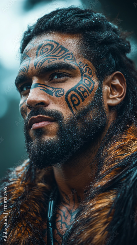 Maori Warriors: Fierce Battle-Ready Warrior in Traditional Maori Armor ...