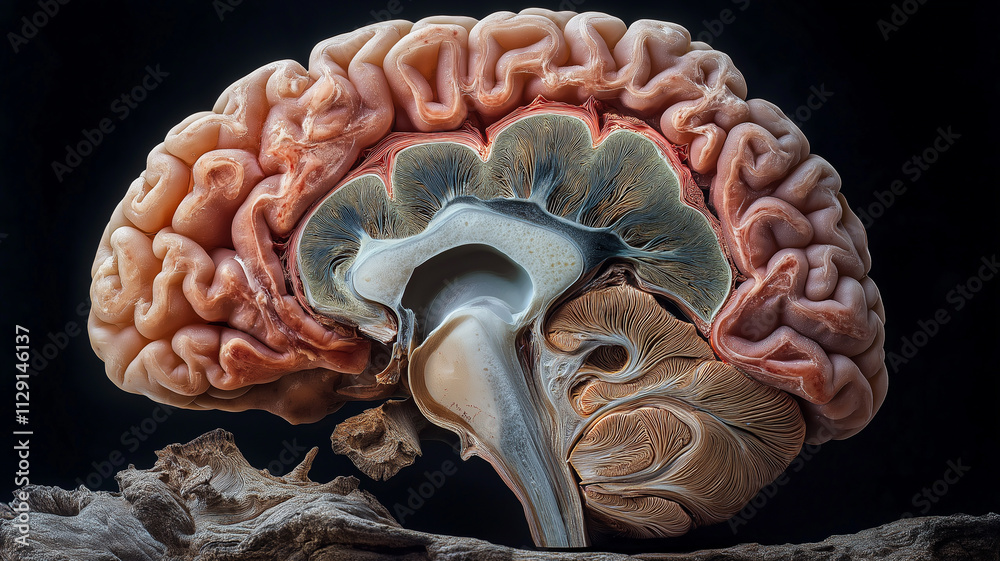 Human Brain Anatomy, Detailed Cross Section. Medical, Scientific, and ...