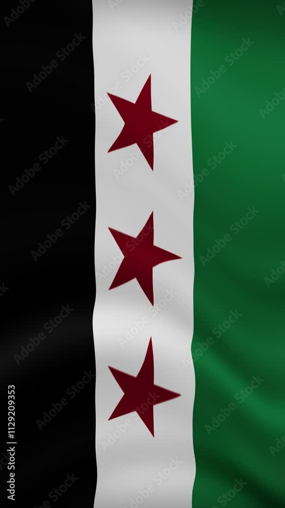 Syrian Rebel Waving Flag in Vertical Orientation. Realistic Flag ...