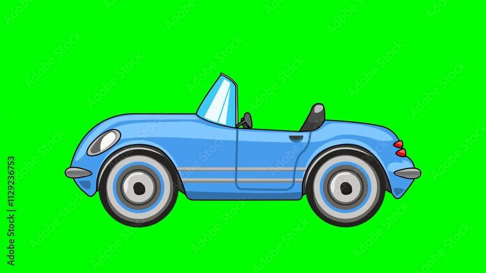 Animated running car isolated on green screen. 2D car animations in 4K ...